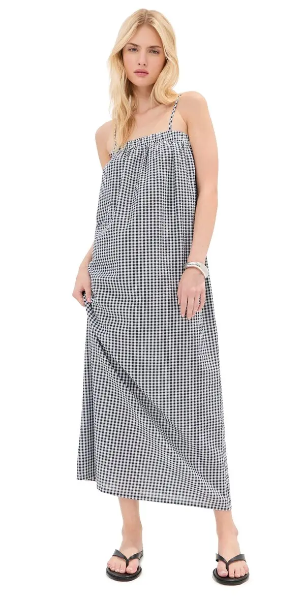 LE BOP Camille Maxi Dress - Navy Check