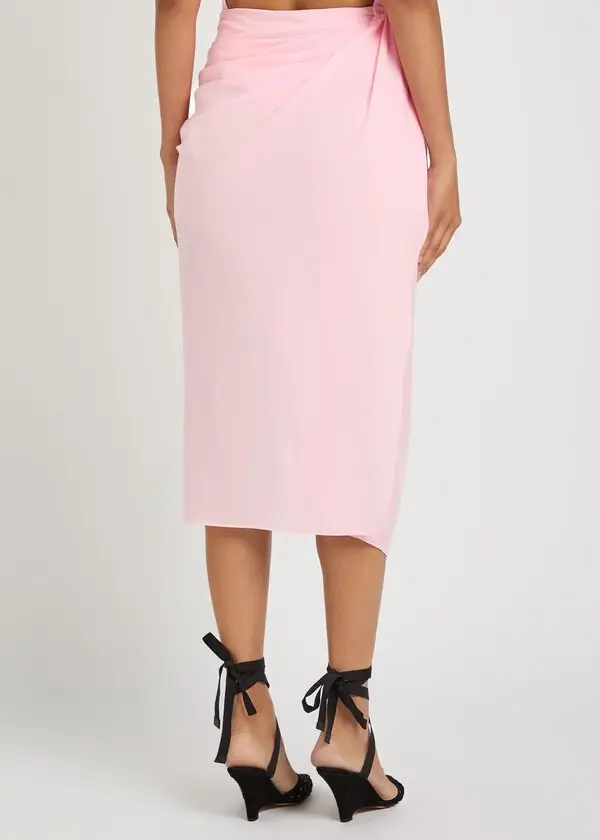 Jacquemus Draped Muslin Midi Wrap Skirt - Light Pink