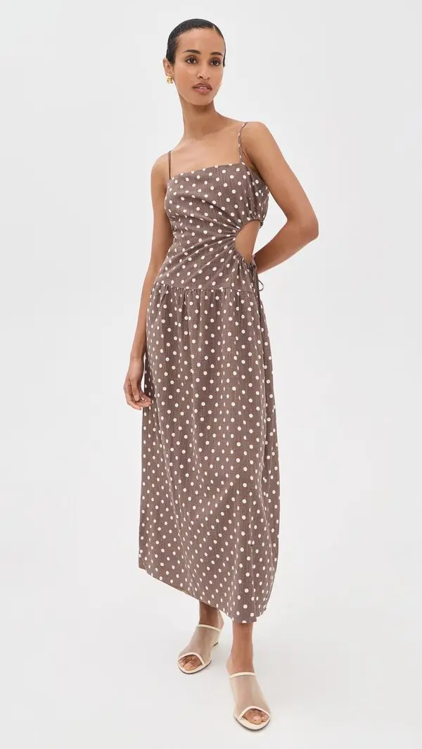 4TH & RECKLESS Lucy Polka Dot Maxi Dress With Side Cutout