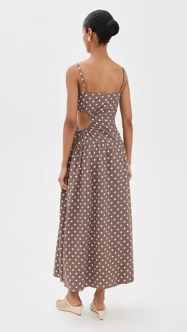 4TH & RECKLESS Lucy Polka Dot Maxi Dress With Side Cutout