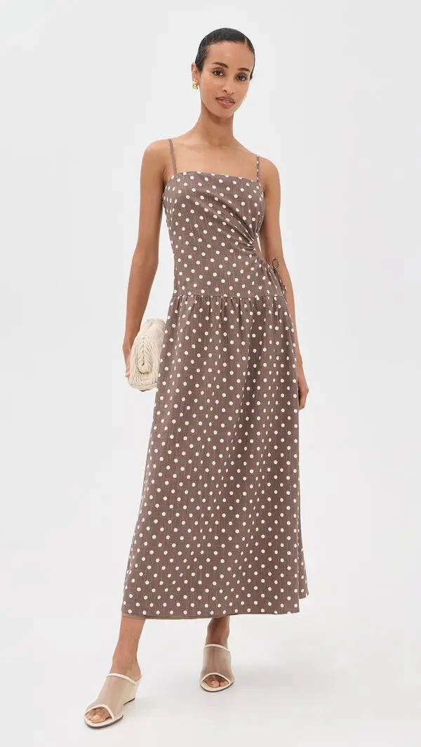4TH & RECKLESS Lucy Polka Dot Maxi Dress With Side Cutout