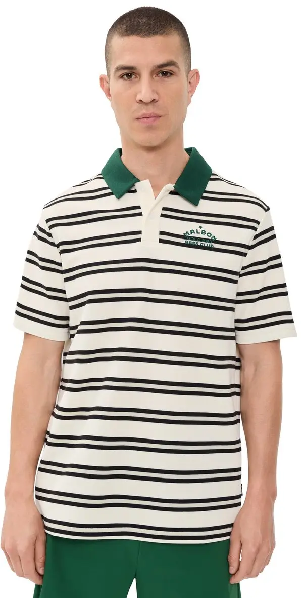 MALBON Fairway Bass Club Polo - Ivory Stripe