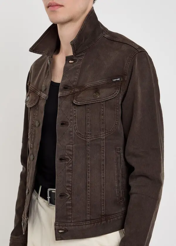 TOM FORD Patch Pocket Denim Jacket - Brown