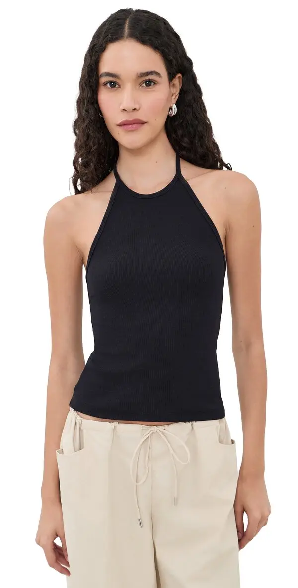 LA LIGNE High Neck Halter Tank - Black