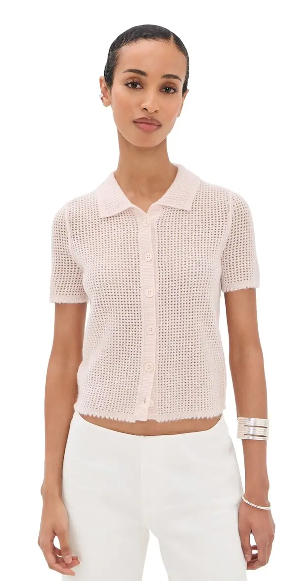 RE/DONE Amelia Cashmere Polo - Pink Salt