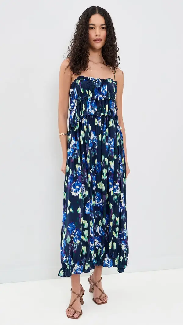 Ulla Johnson Clove Silk Floral Print Midi Dress