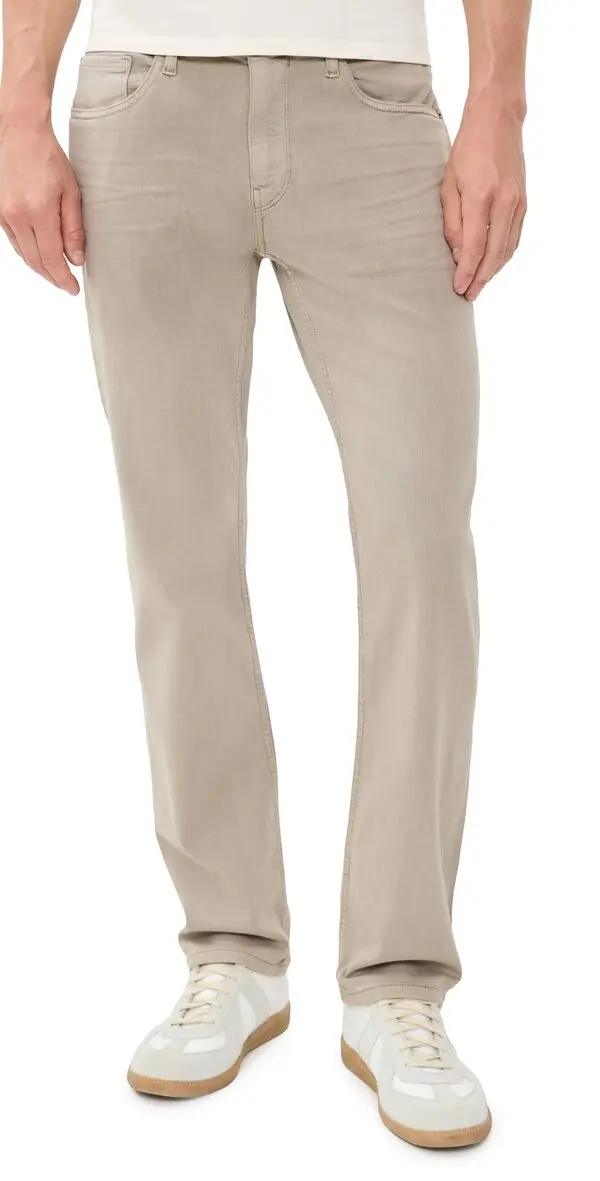Paige Serra" Mid-rise Straight Leg Jeans - Vintage Pale Beige