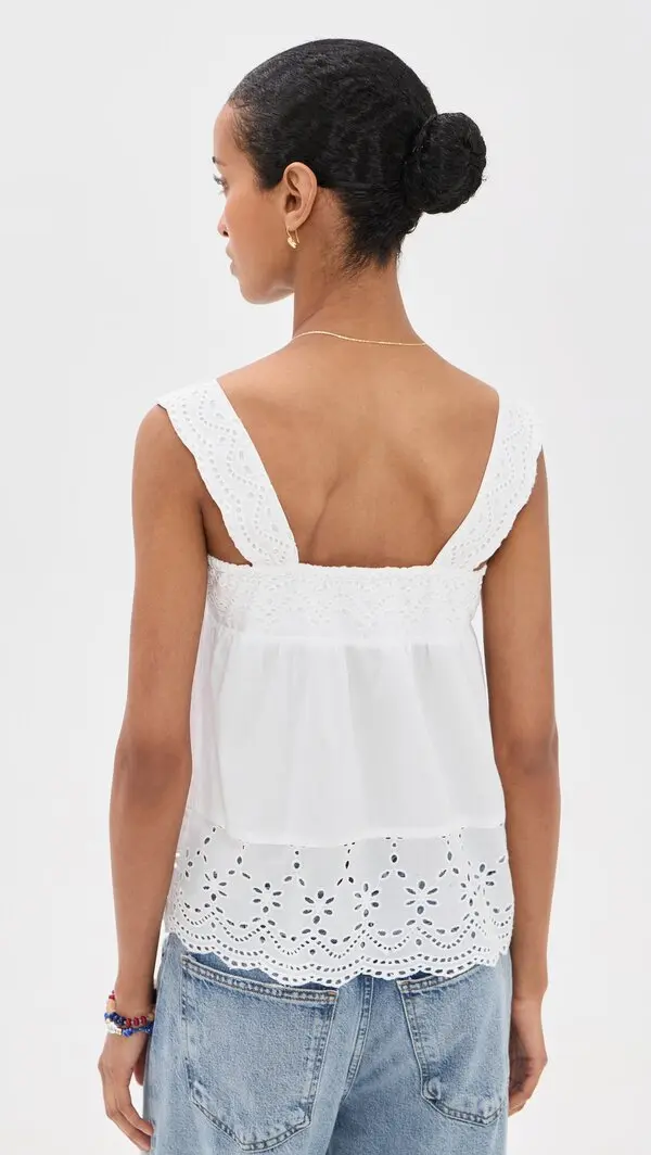Playa Lucila Eyelet Square Neck Tank