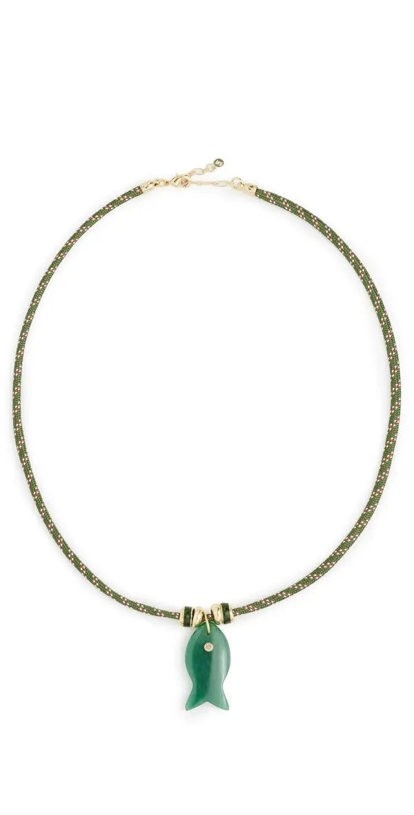 LACEY RYAN Two-tone Paracord Fish Pendant Necklace With Agate And Cubic Zirconia
