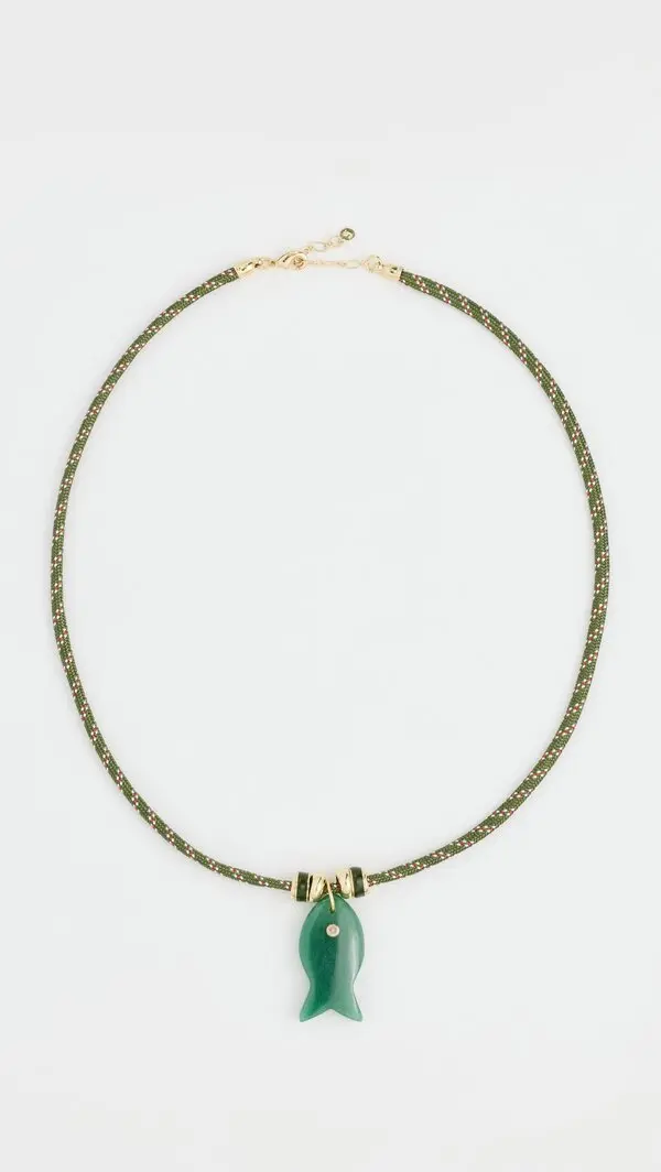 LACEY RYAN Two-tone Paracord Fish Pendant Necklace With Agate And Cubic Zirconia