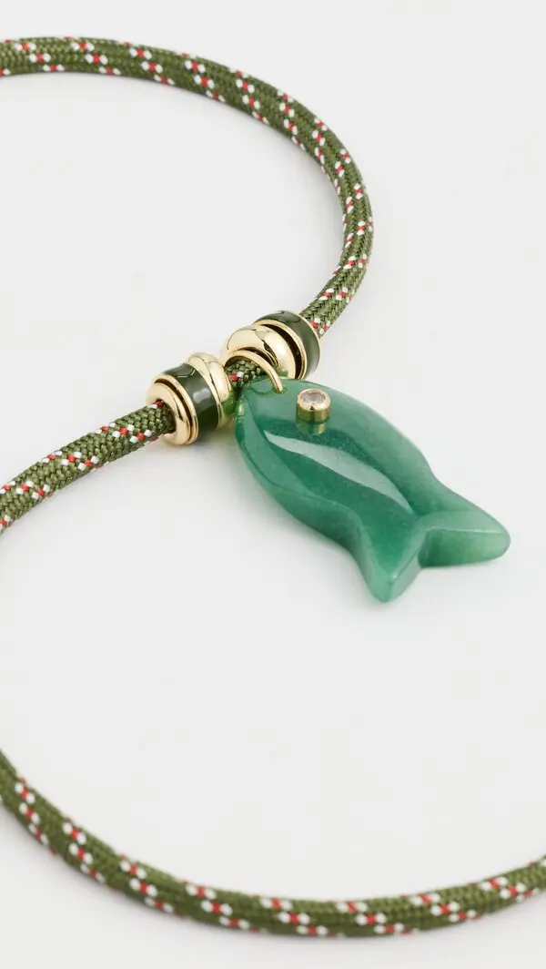 LACEY RYAN Two-tone Paracord Fish Pendant Necklace With Agate And Cubic Zirconia