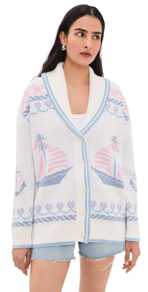 LoveShackFancy Aribella Cardigan - Seaglass Kiss