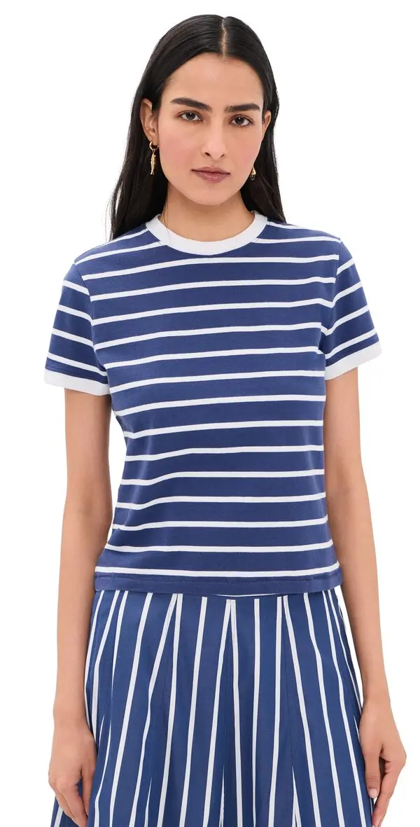 Madewell Mini Perfect Crew Neck Tee In Stripe Print - Matte Stripe Cool Navy