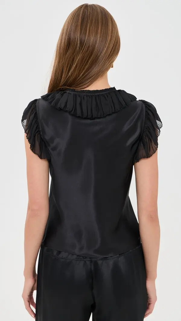 Ulla Johnson Ilyana Silk Top With Ruffle Trim