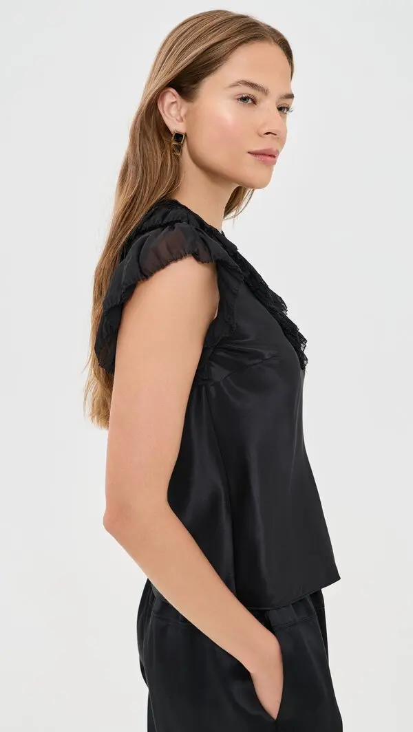 Ulla Johnson Ilyana Silk Top With Ruffle Trim