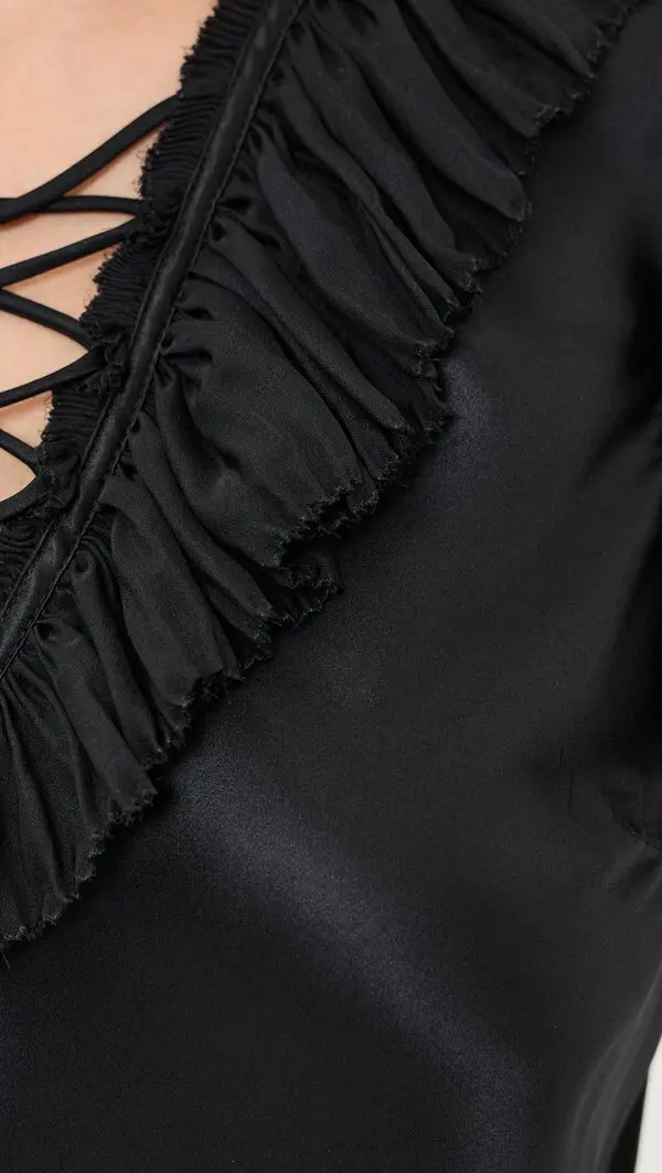 Ulla Johnson Ilyana Silk Top With Ruffle Trim