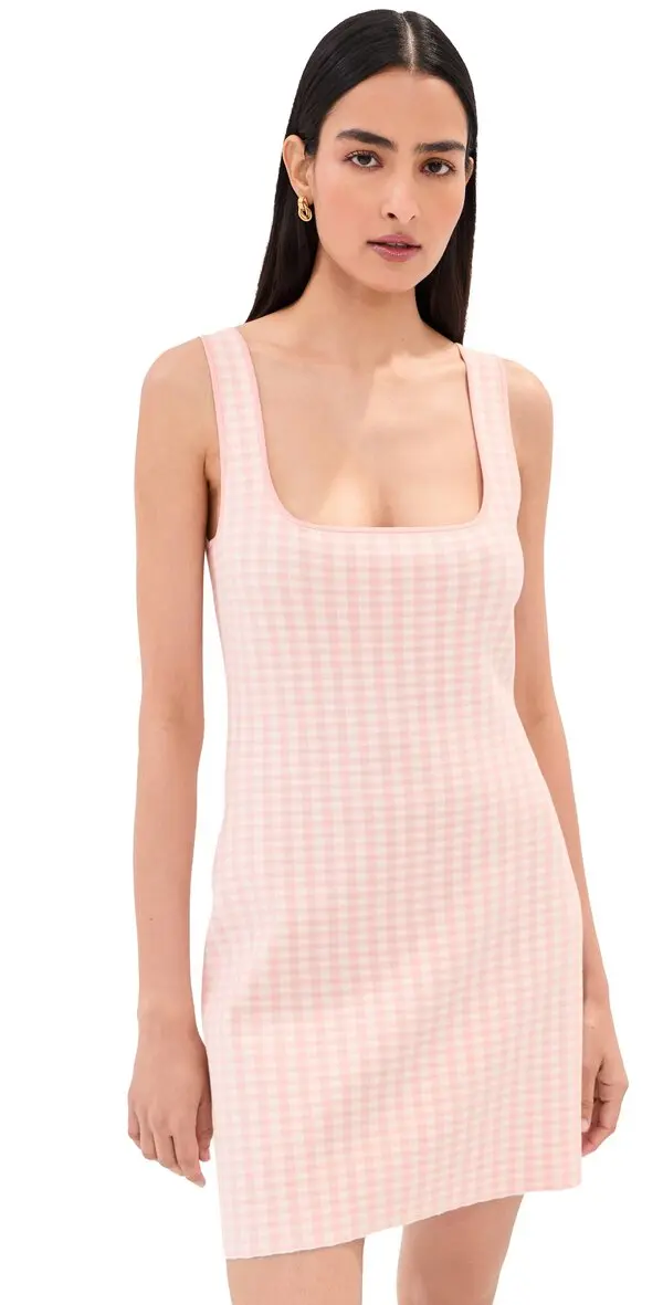LE BOP Gingham Knit Mini Dress - Ballet Pink