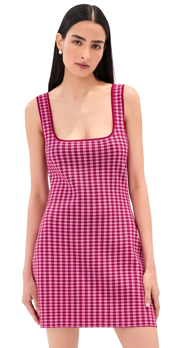 LE BOP Gingham Knit Mini Dress - Bubblegum Pink