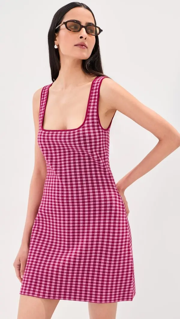 LE BOP Gingham Knit Mini Dress - Bubblegum Pink