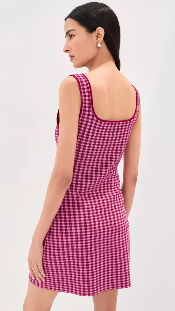 LE BOP Gingham Knit Mini Dress - Bubblegum Pink