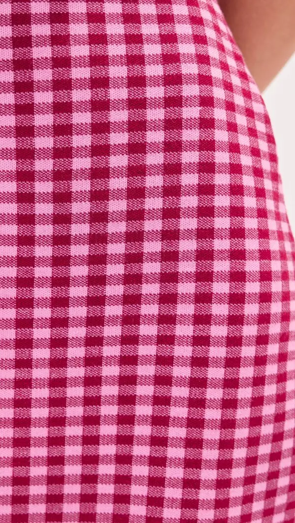 LE BOP Gingham Knit Mini Dress - Bubblegum Pink