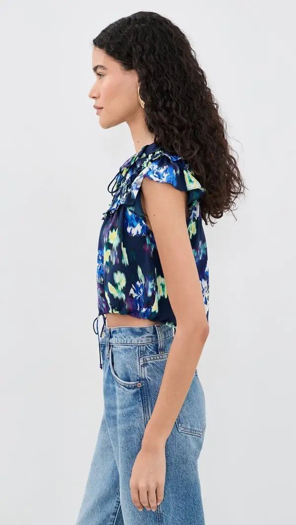 Ulla Johnson Eleonore Silk Floral Print Ruffled Top