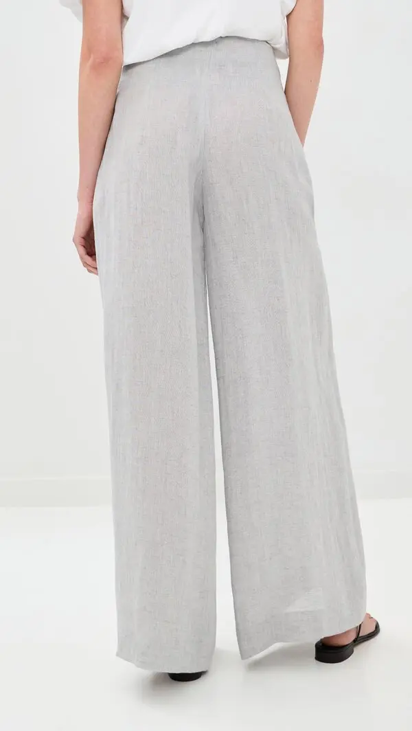 TWP Pleated Wide-leg Hemp Trousers - Light Heather Grey