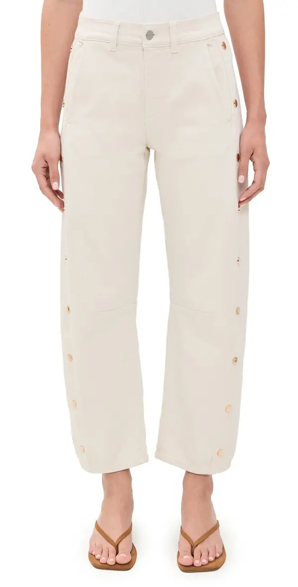 LE JEAN Studded Frankie Barrel Jeans - Bone