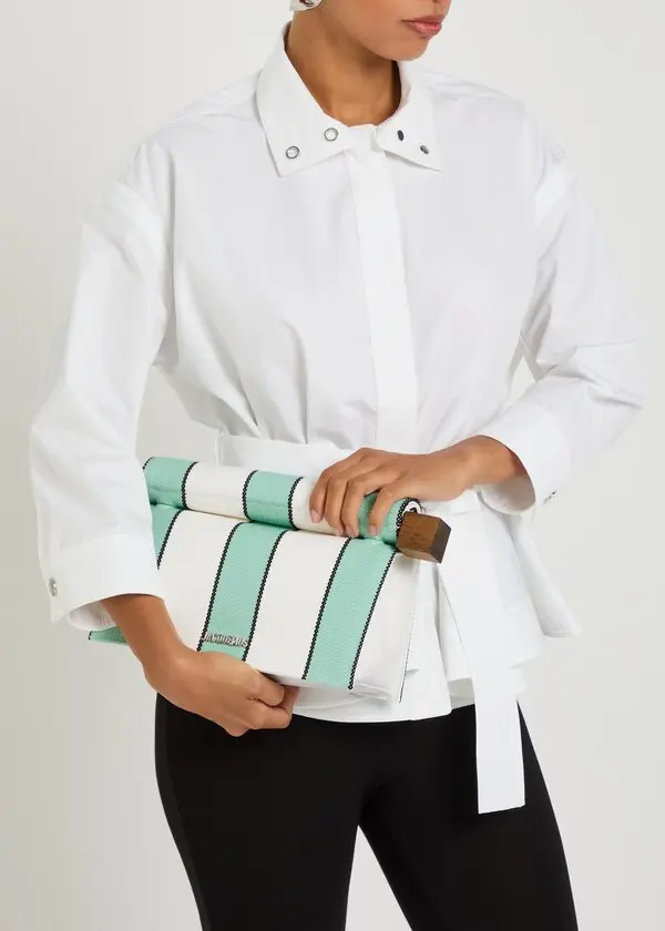 Jacquemus La Pochette Rond Carre Striped Canvas Clutch