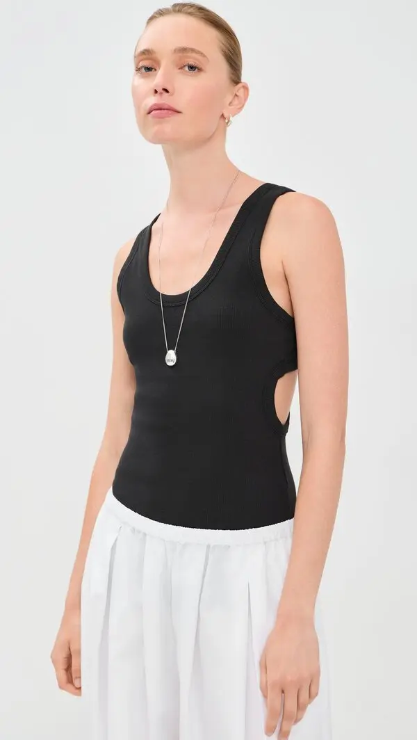 Tibi Ribbed Racerback Tank With Side Cutouts