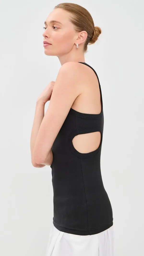 Tibi Ribbed Racerback Tank With Side Cutouts