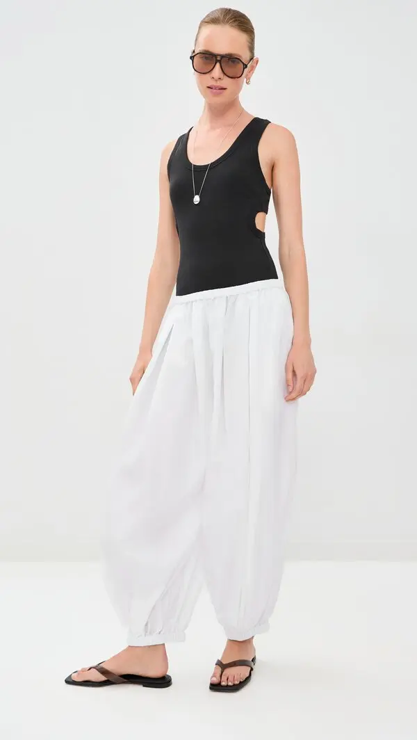 Tibi Ribbed Racerback Tank With Side Cutouts