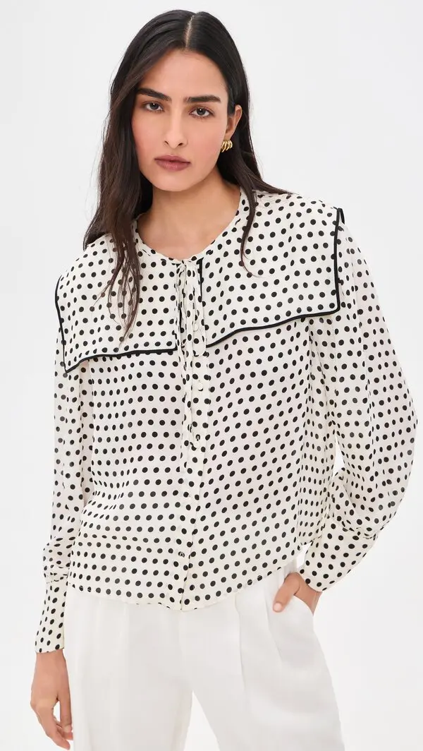 FRAME Polka Dot Silk Blouse