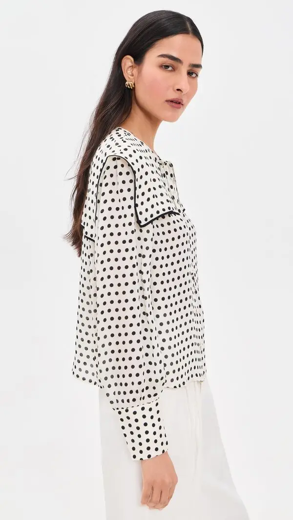 FRAME Polka Dot Silk Blouse