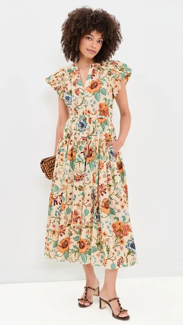 Ulla Johnson Marin Floral Cotton Midi Dress