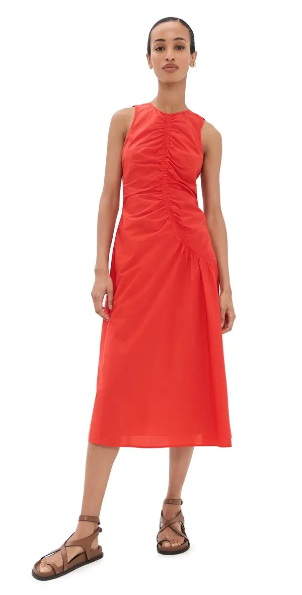 Theory Asymmetrical Ruched Tank Dress - Poppy - Uzt
