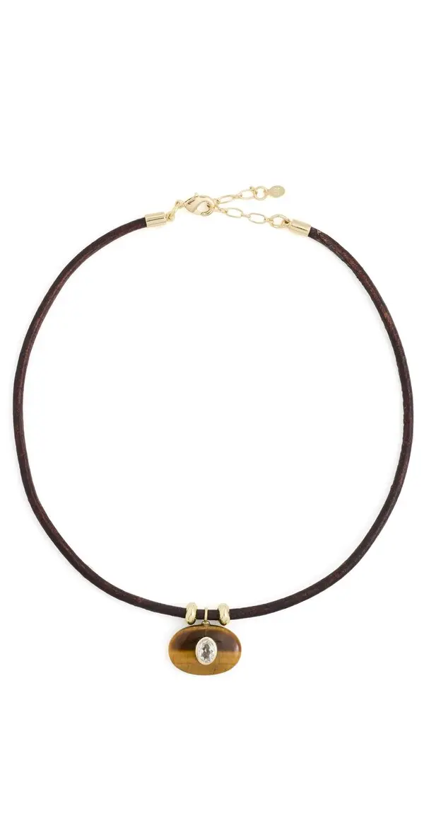 LACEY RYAN Oval Tiger Eye And White Topaz Necklace - Brown
