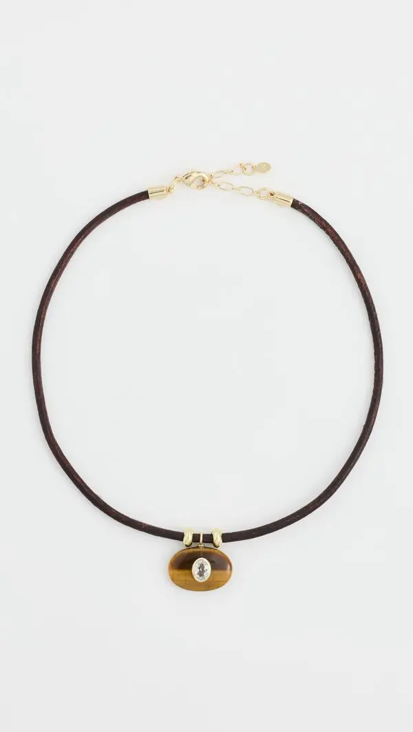 LACEY RYAN Oval Tiger Eye And White Topaz Necklace