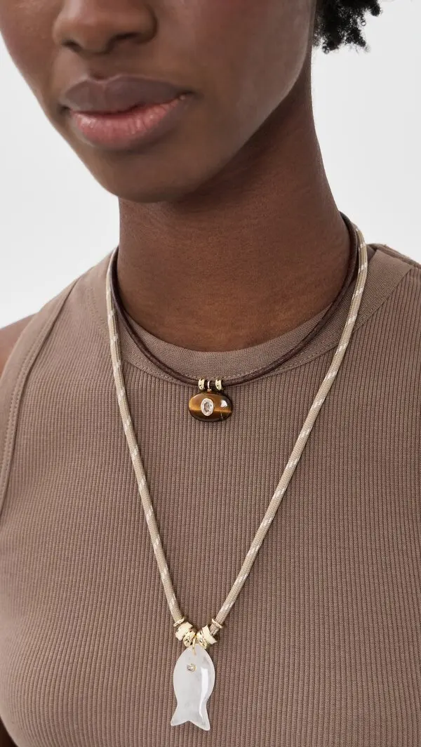 LACEY RYAN Oval Tiger Eye And White Topaz Necklace