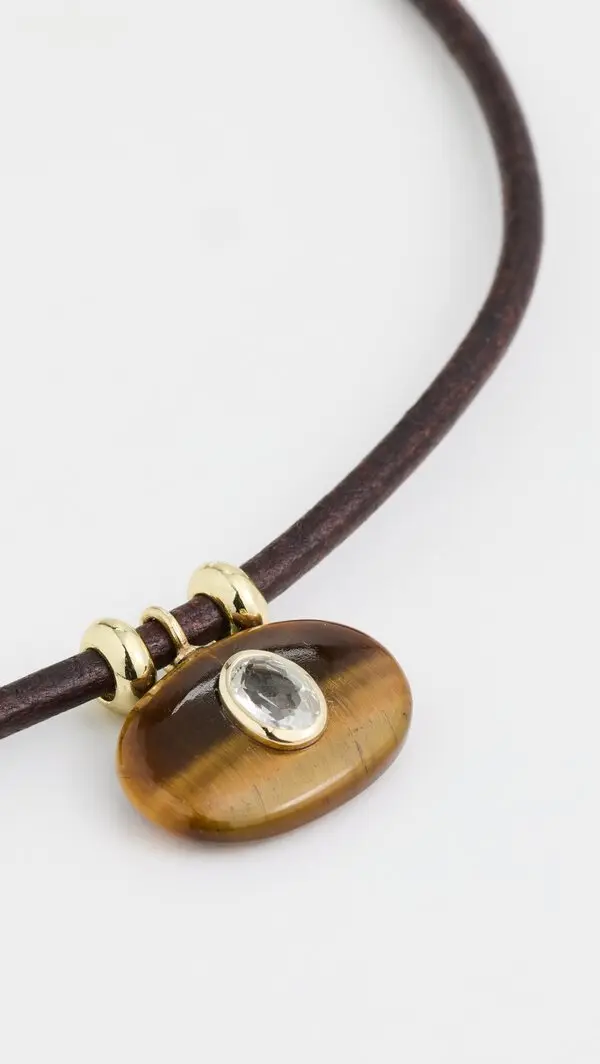 LACEY RYAN Oval Tiger Eye And White Topaz Necklace