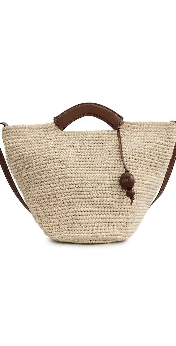 HUNTING SEASON The Large Woven Shopper Tote - Natural/cognac