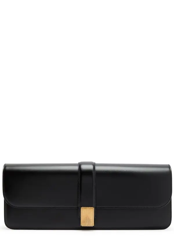 Khaite Blake Leather Clutch With Gold-tone Hardware - Black