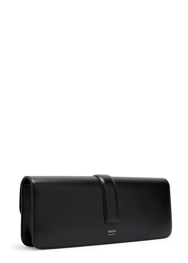 Khaite Blake Leather Clutch With Gold-tone Hardware - Black