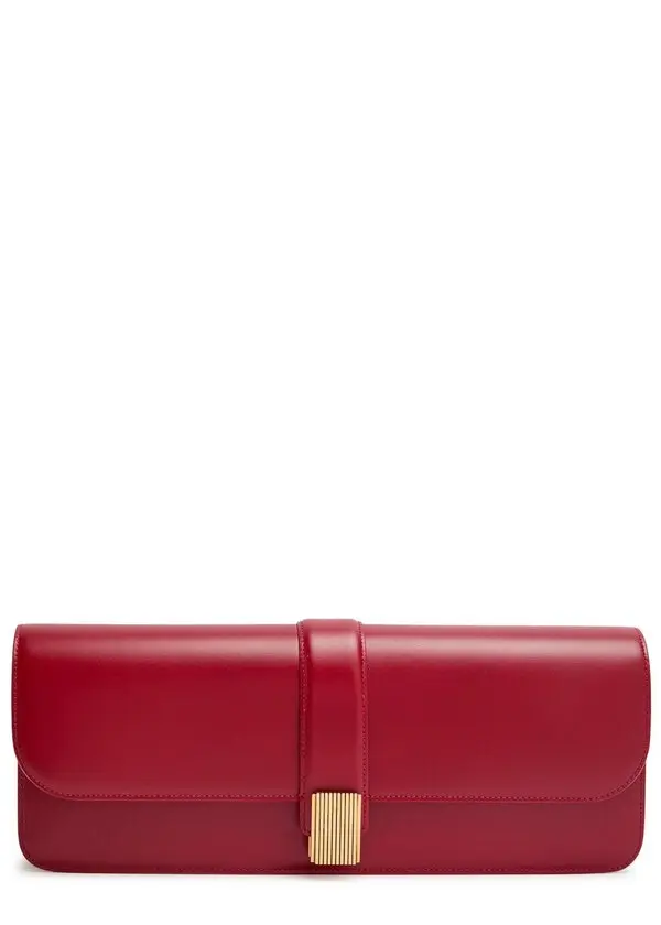 Khaite Blake Leather Clutch With Gold-tone Hardware - Red