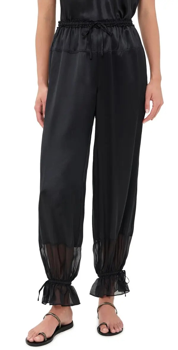 Ulla Johnson Camille Silk Cinched Pants - Noir
