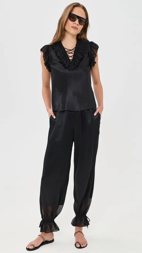 Ulla Johnson Camille Silk Cinched Pants - Noir