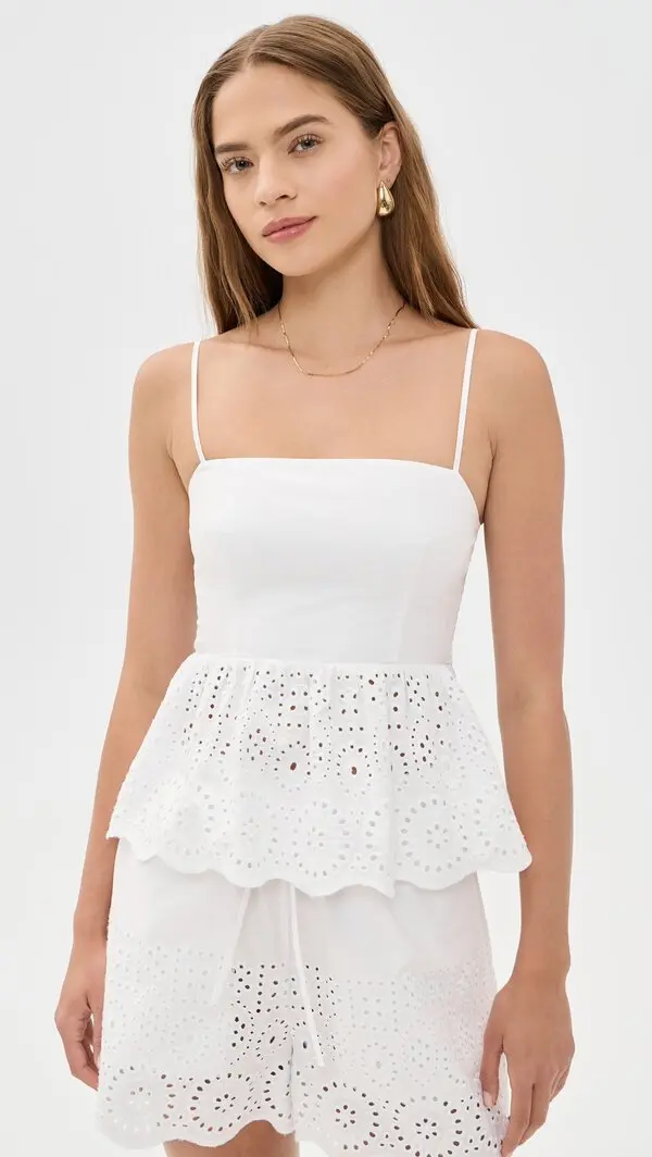 Susana Monaco Embroidered Poplin Peplum Top