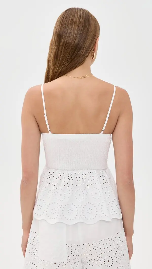 Susana Monaco Embroidered Poplin Peplum Top