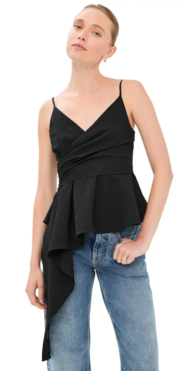 Veronica Beard Solange Asymmetrical Top - Black