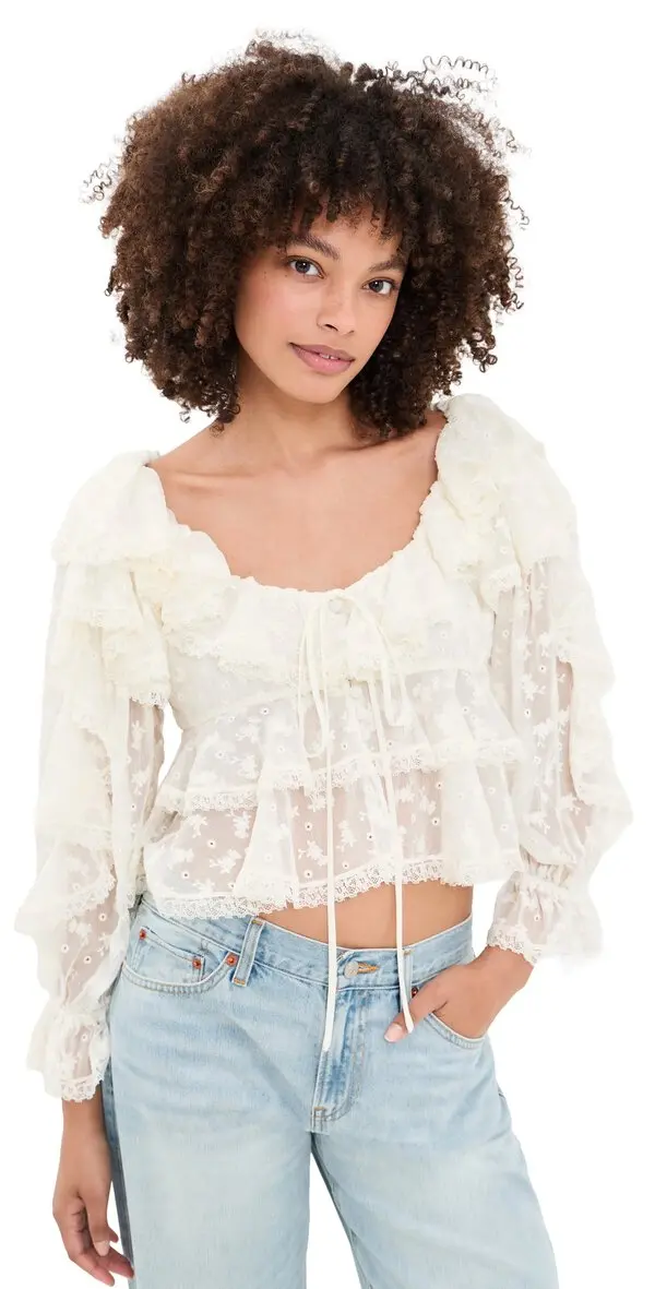 For Love & Lemons Lilou Blouse - Cream